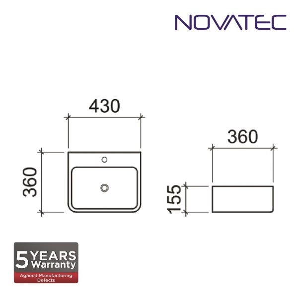 SW Athens 430 Wall Hung Basin WB6012 - Ideal Kitchen and Bathroom Singapore