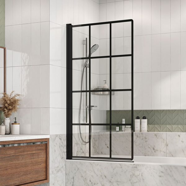Embrace Black Grid Bath Screen - Ideal Kitchen and Bathroom Singapore